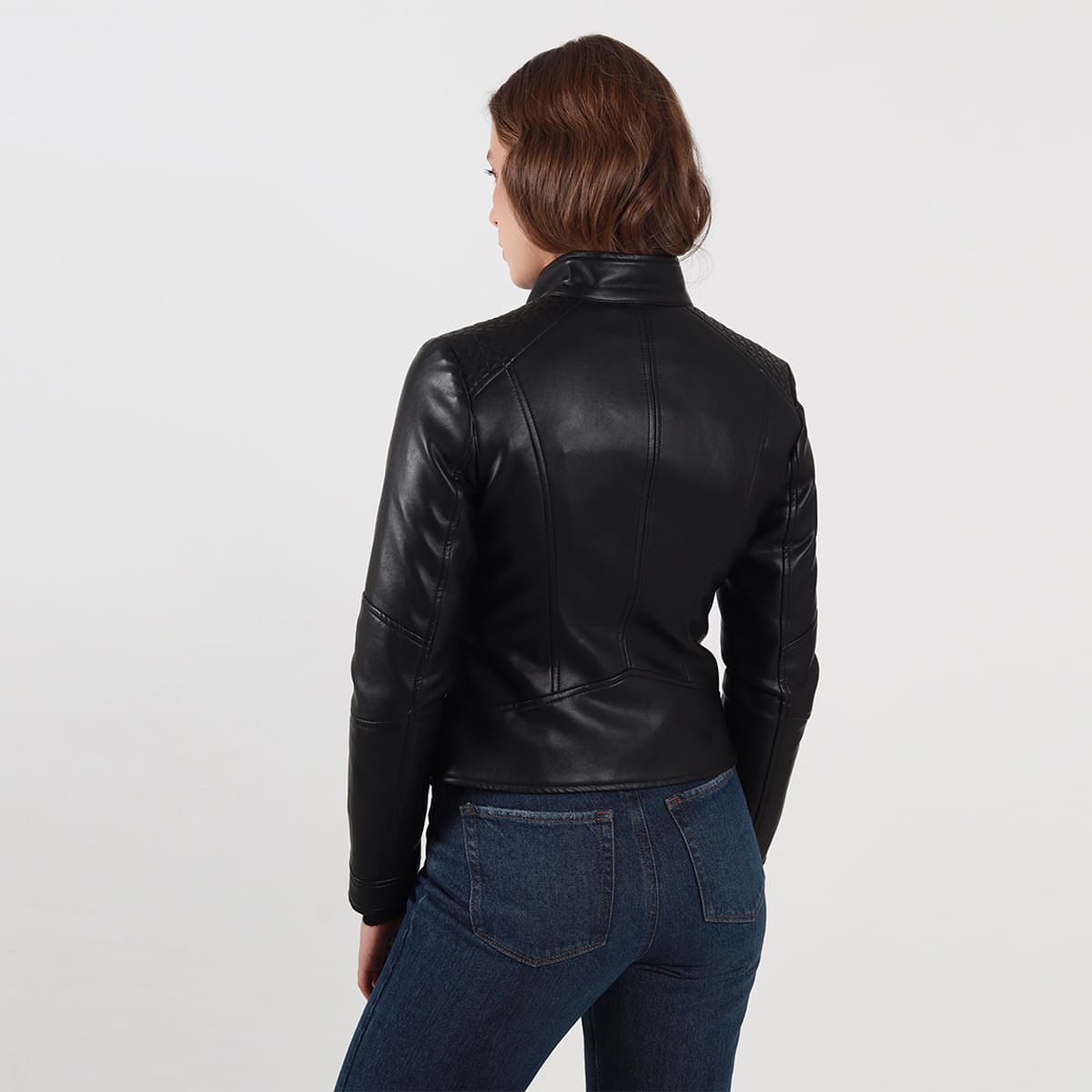 Chaqueta para mujer - CAZADORA DE PIEL CON CUELLO SOLAPA Y MANGA LARGA ...