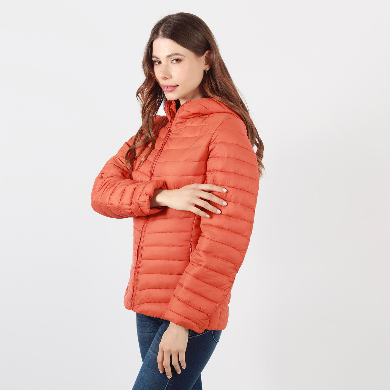 Chaqueta para mujer - chaqueta de cuello subido con capucha ajustable y ...