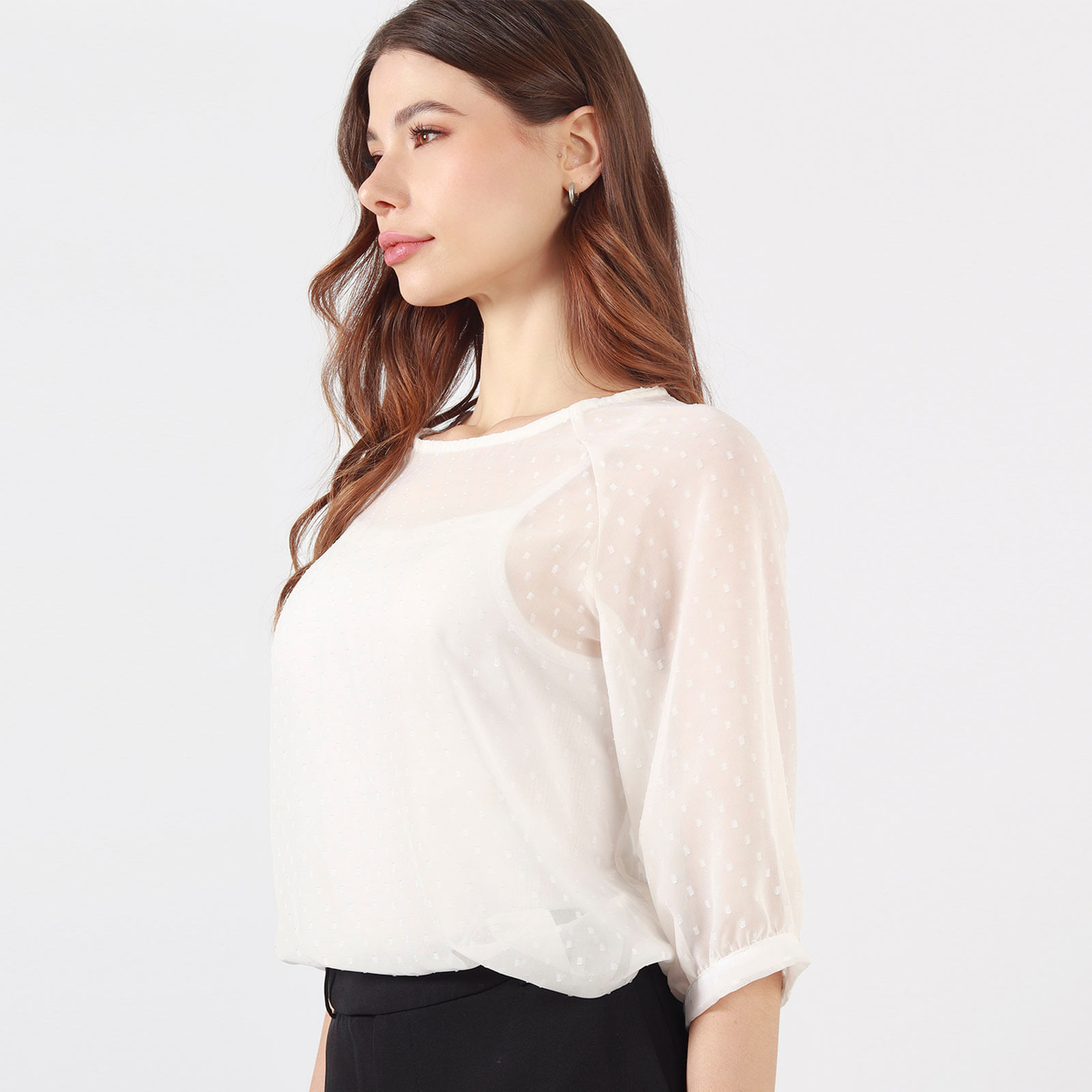 Blusa para mujer - BLUSA MANGA RANGLAN ESCOTE REDONDO MANGA TRES ...