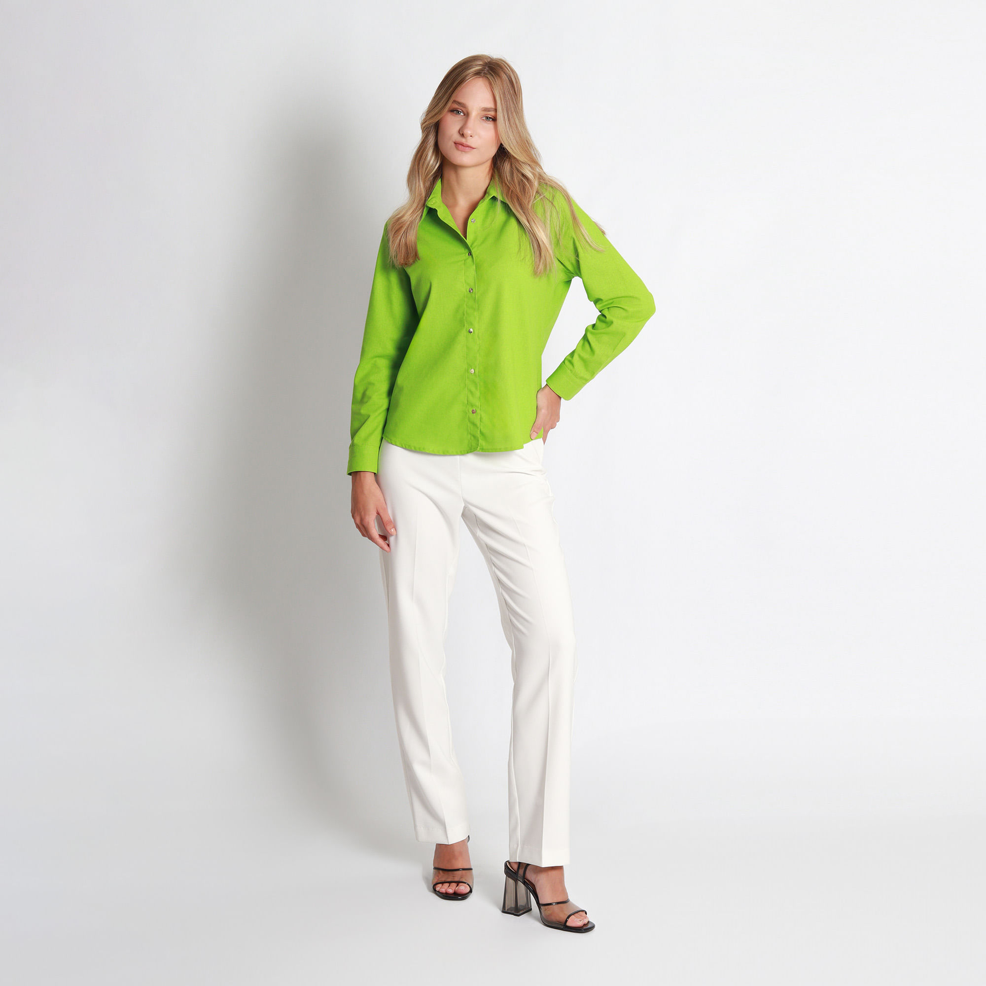 Camisa para mujer - CAMISA MANGA LARGA CON PUNO Y PORTANUELA ,DELANTERO ...