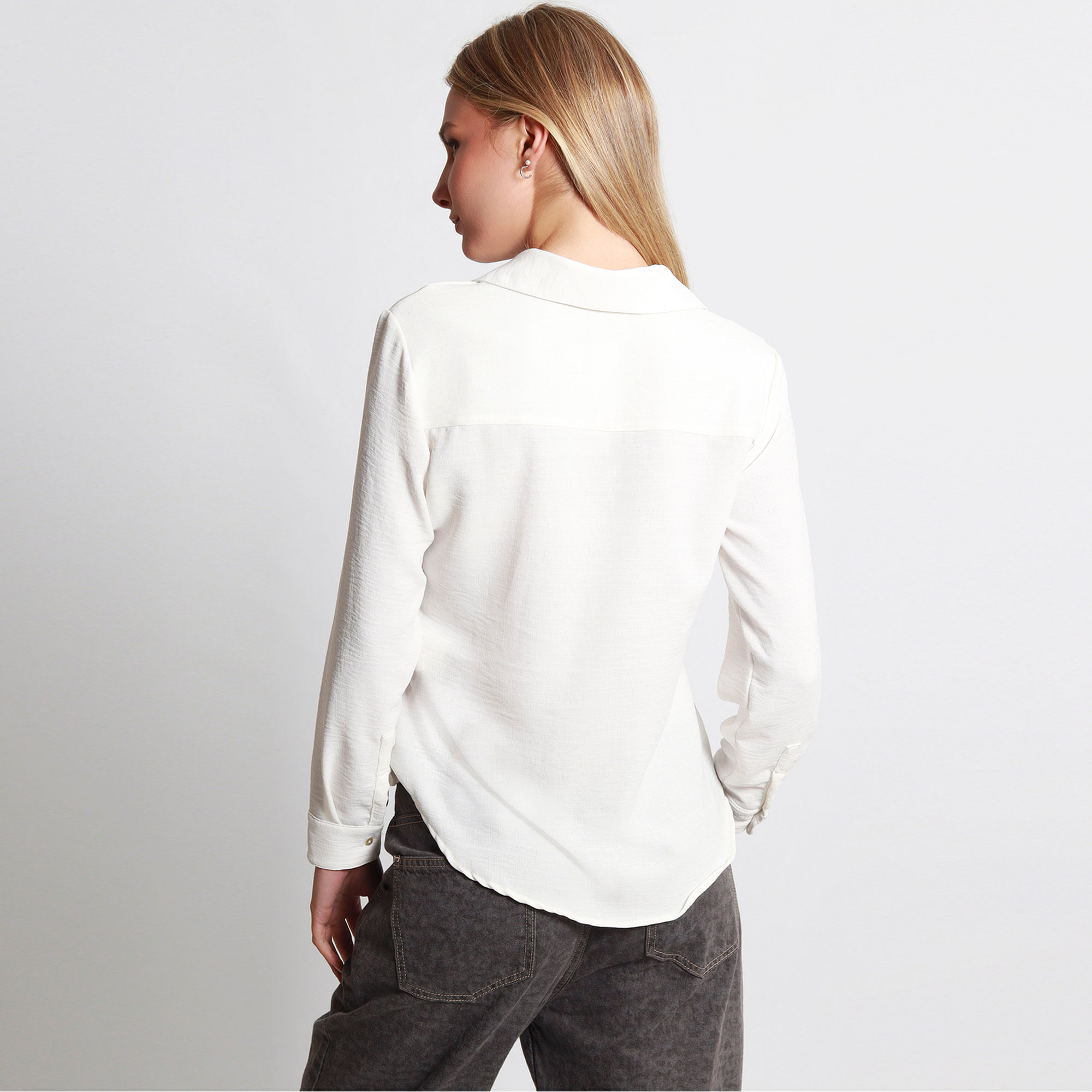 Camisa para mujer - CAMISA MANGA LARGA CON PUNO Y PORTANUELA DELANTERO ...