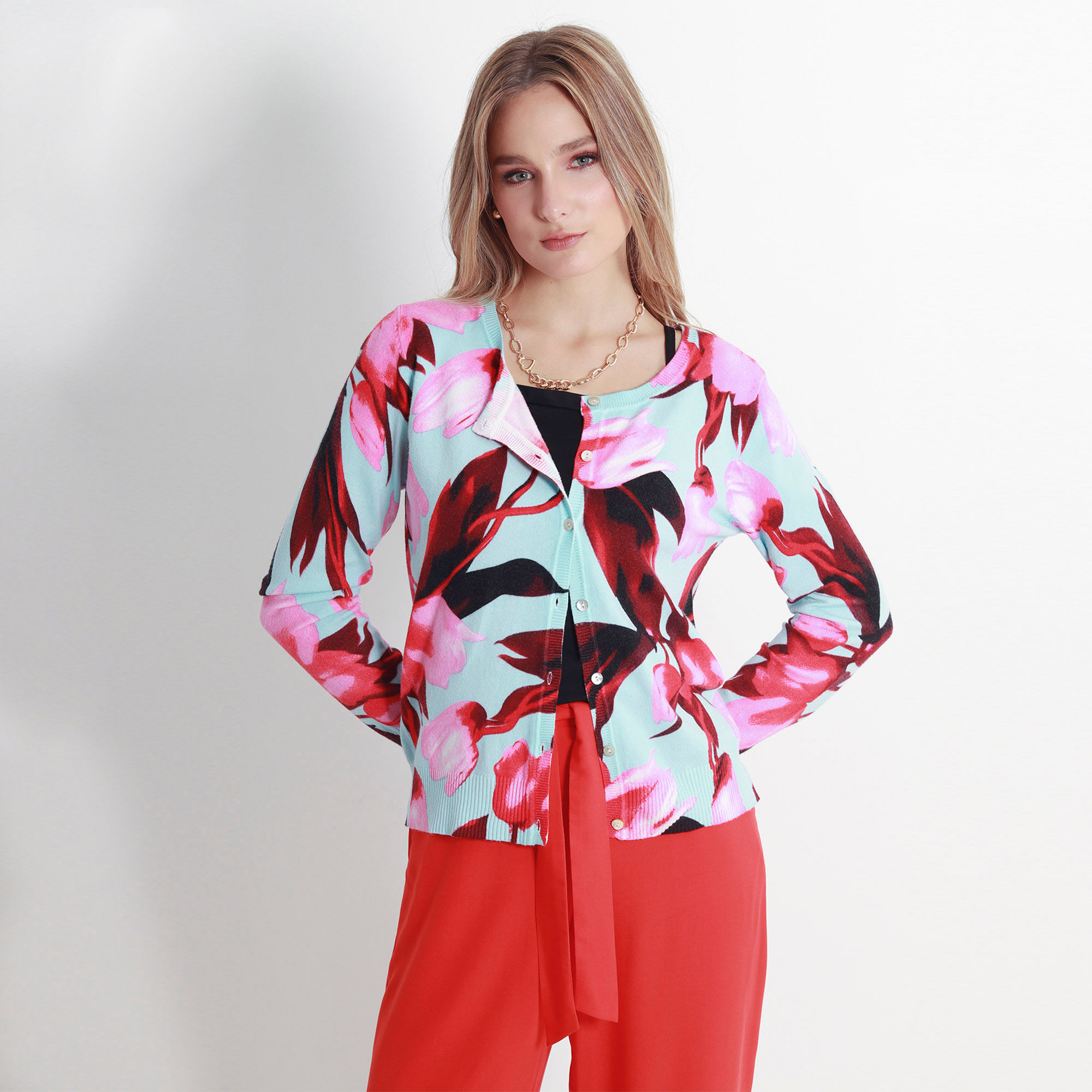 Sweter para mujer - CARDIGAN CUELLO REDONDO DETALLE CIERRE FRONTALK CON ...