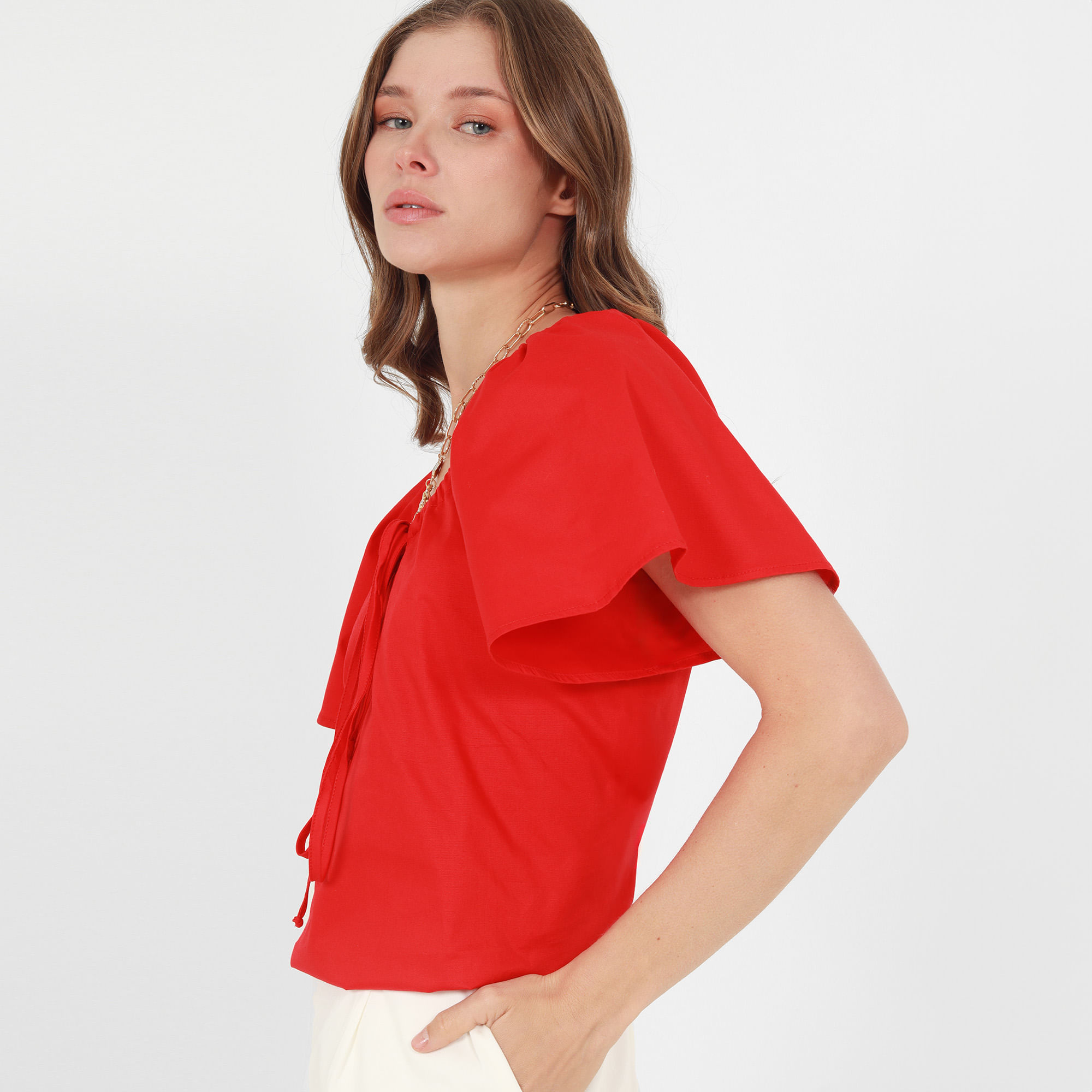 Blusa para mujer - BLUSA MANGA RANGLAN CON LAZO PARA RECOGIDO EN ESCOTE ...