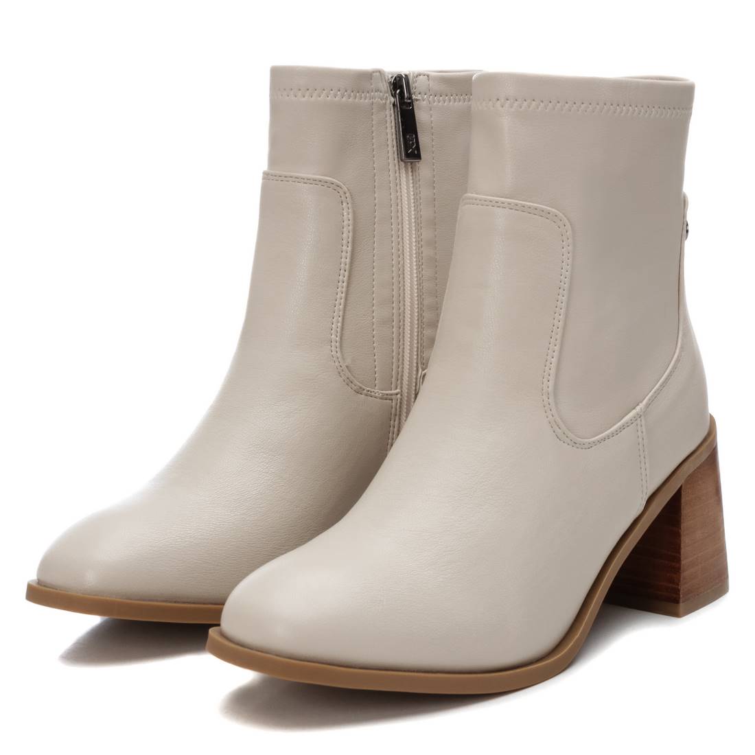 Botines de tacon color beige tadea hielo para mujer