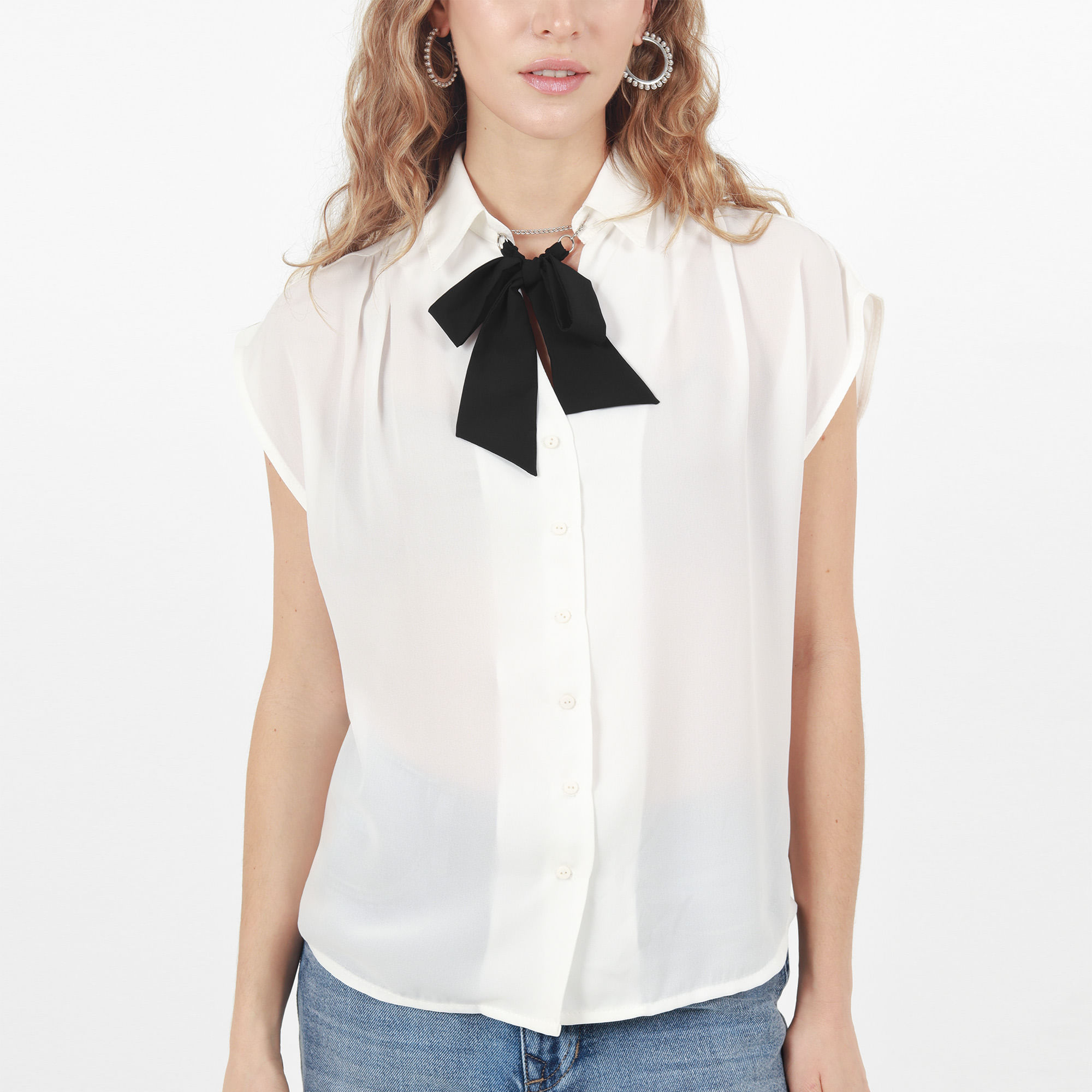 Blusa para mujer - BLUSA MANGA RODAD CUELLO CAMISERO ALMILLA CON ...